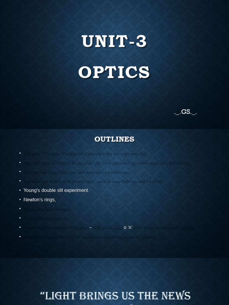 Unit 3 Optics SSASIT | PDF | Diffraction | Optics