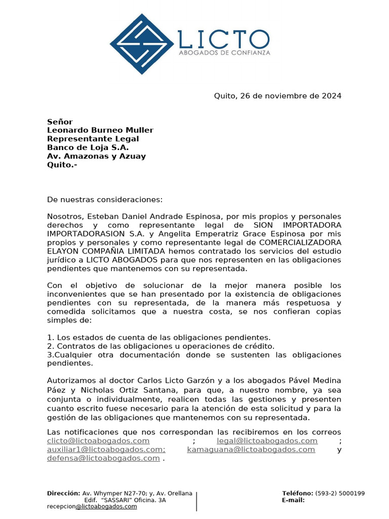 Solicitud de Documentación Bancaria | PDF | Business | Negocios económicos