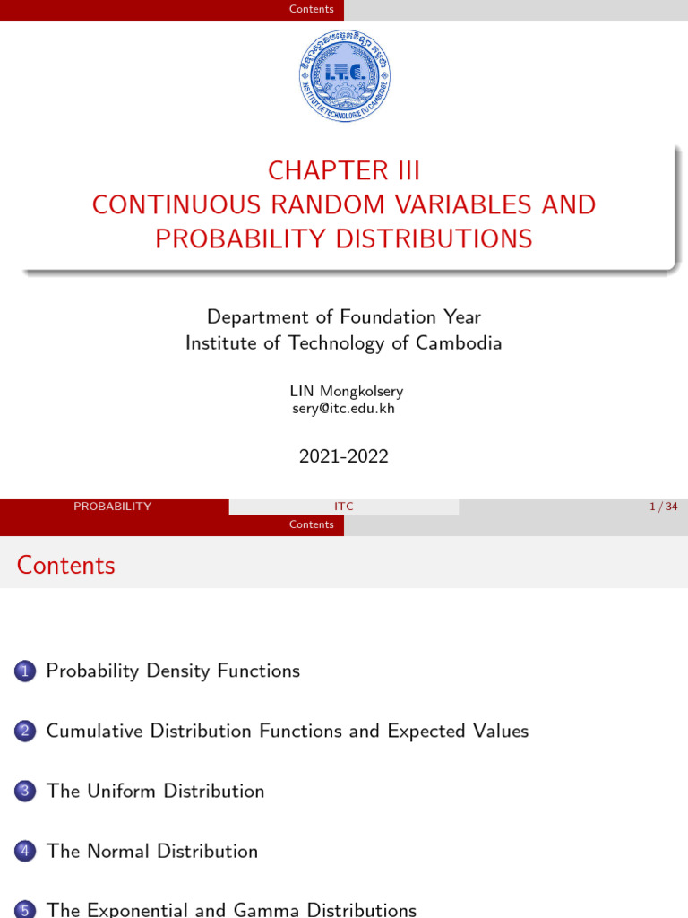 Continuous Random Variables and Probability Distributions | PDF | Probability Density Function ...