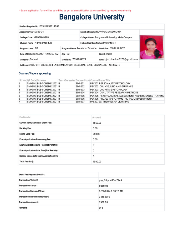 Uucms.karnataka.gov.in ExamGeneral StudentPrintExamApplication | PDF ...