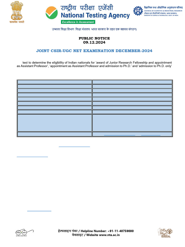 CSIR NET Dec 2024 Application Dates | PDF | University And College ...
