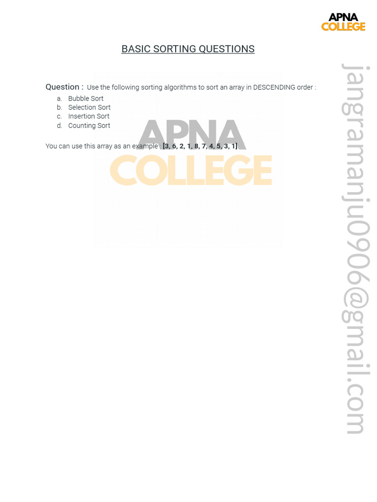 Basic Sorting Questions | PDF