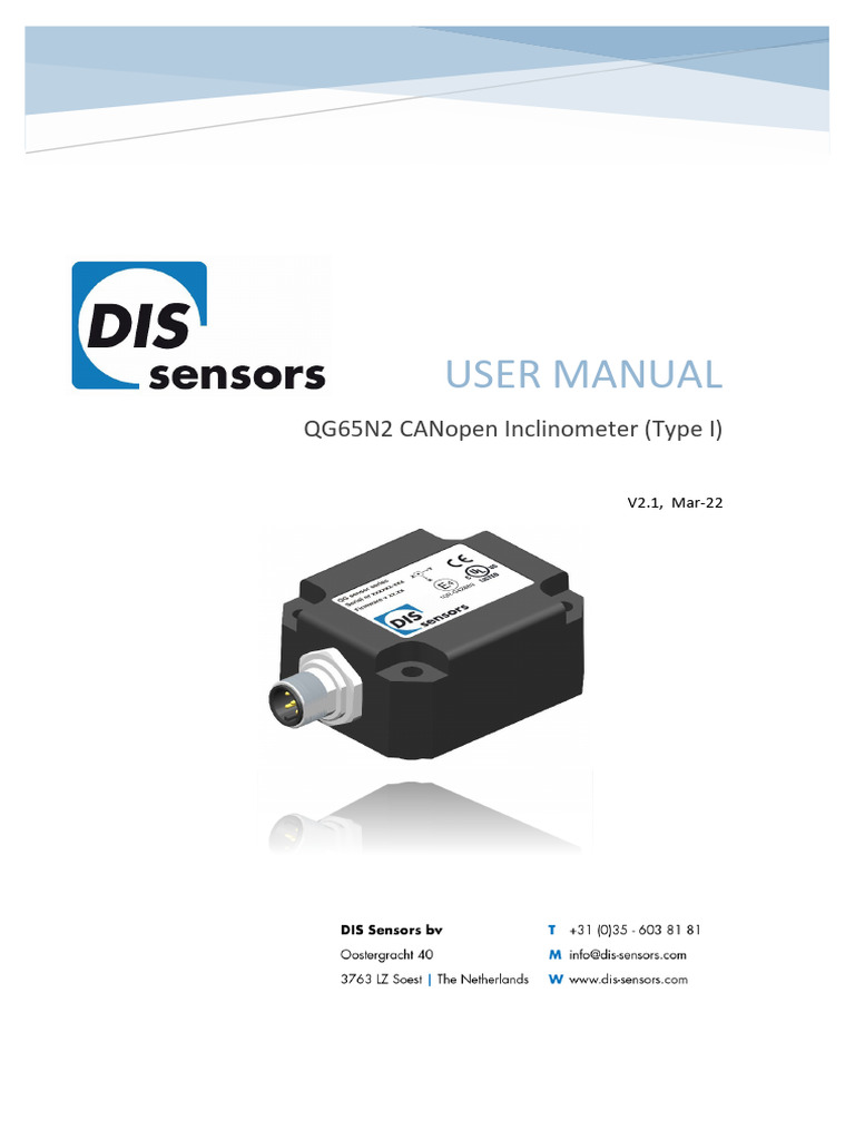 User_Manual_QG65N2_CANopen_Inclinometers_V2.1 | PDF | Computer Engineering | Electrical Engineering