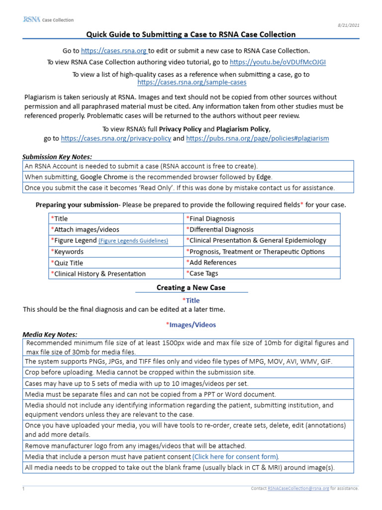 RSNA Case Submission Guidelines | PDF | Medical Diagnosis | Pathology