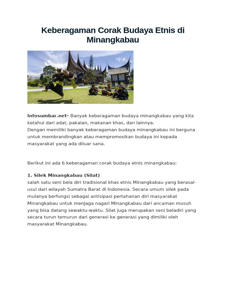 Keberagaman Budaya Suku Minangkabau | PDF