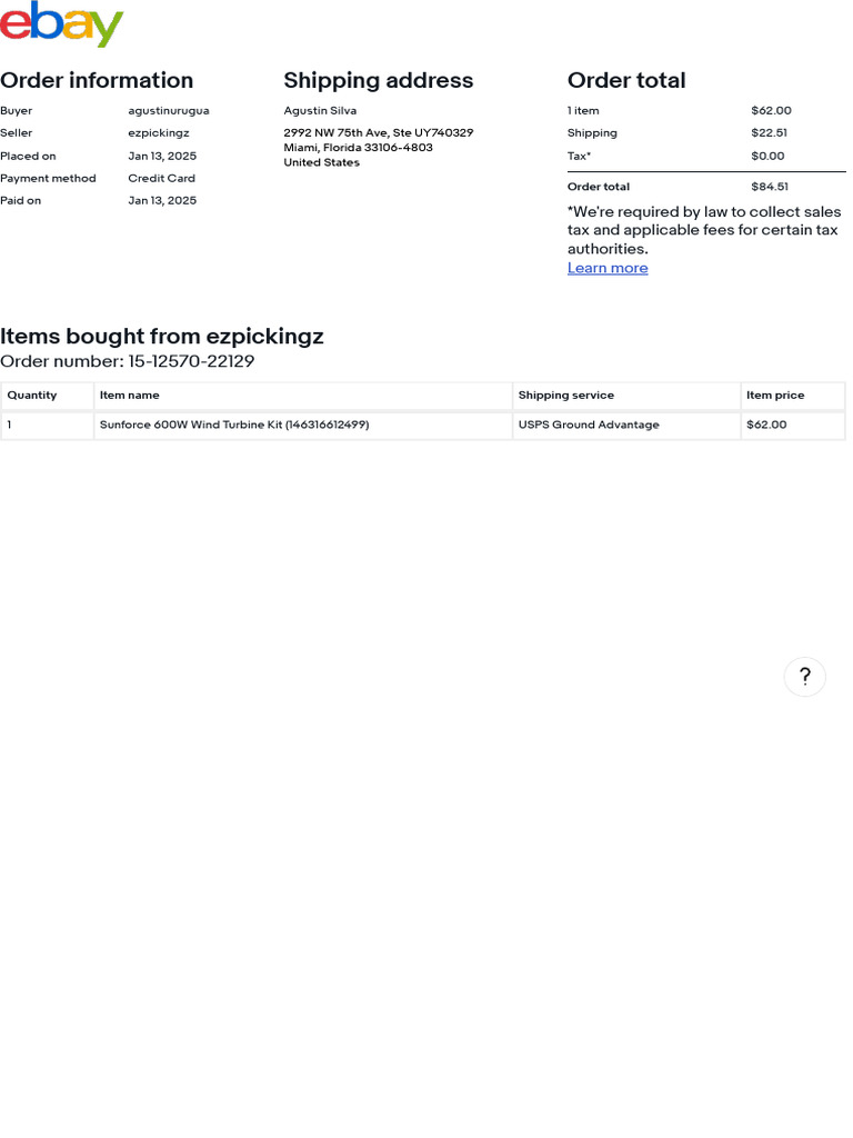 Order Details - Ebay, Generador | PDF