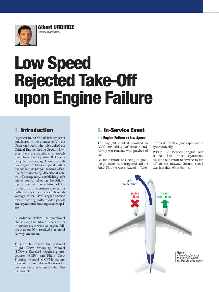 Low Speed Rejected Take Off Upon Engine Failure | PDF | Rudder ...