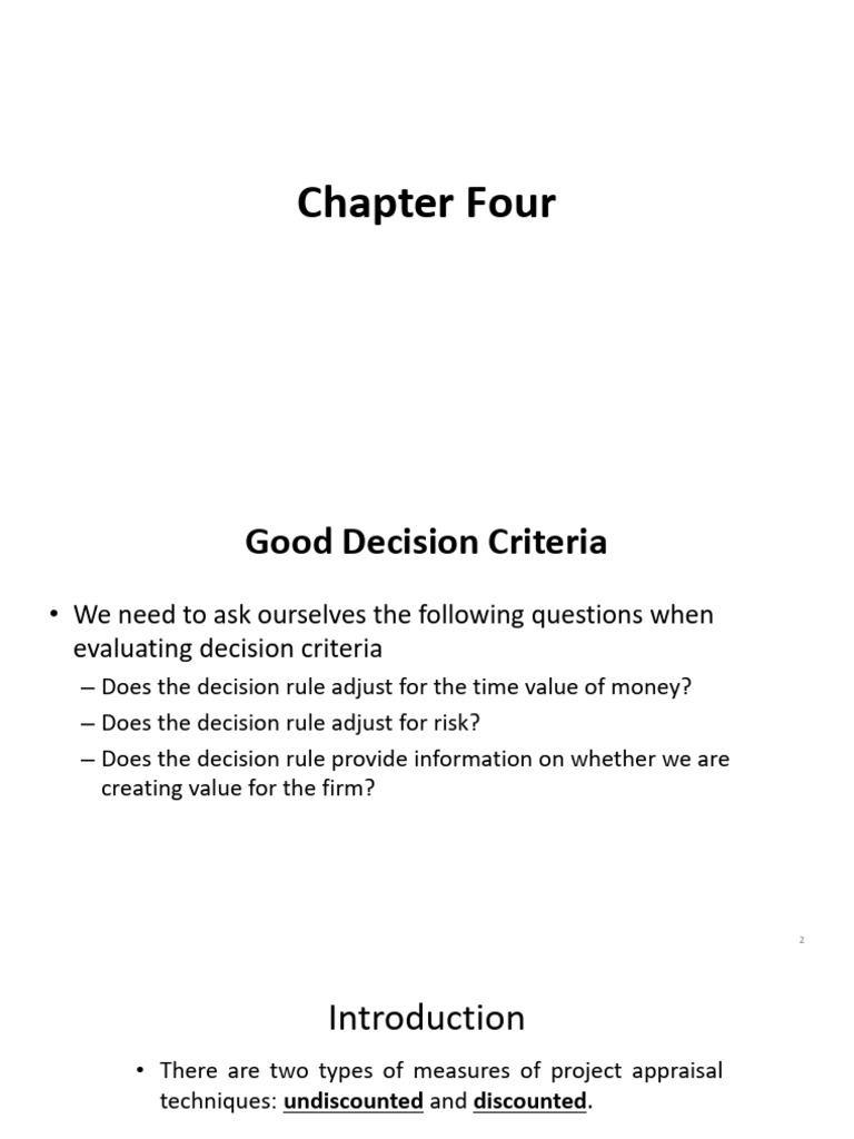 Project Management Ch4 PPT | PDF | Net Present Value | Internal Rate Of Return