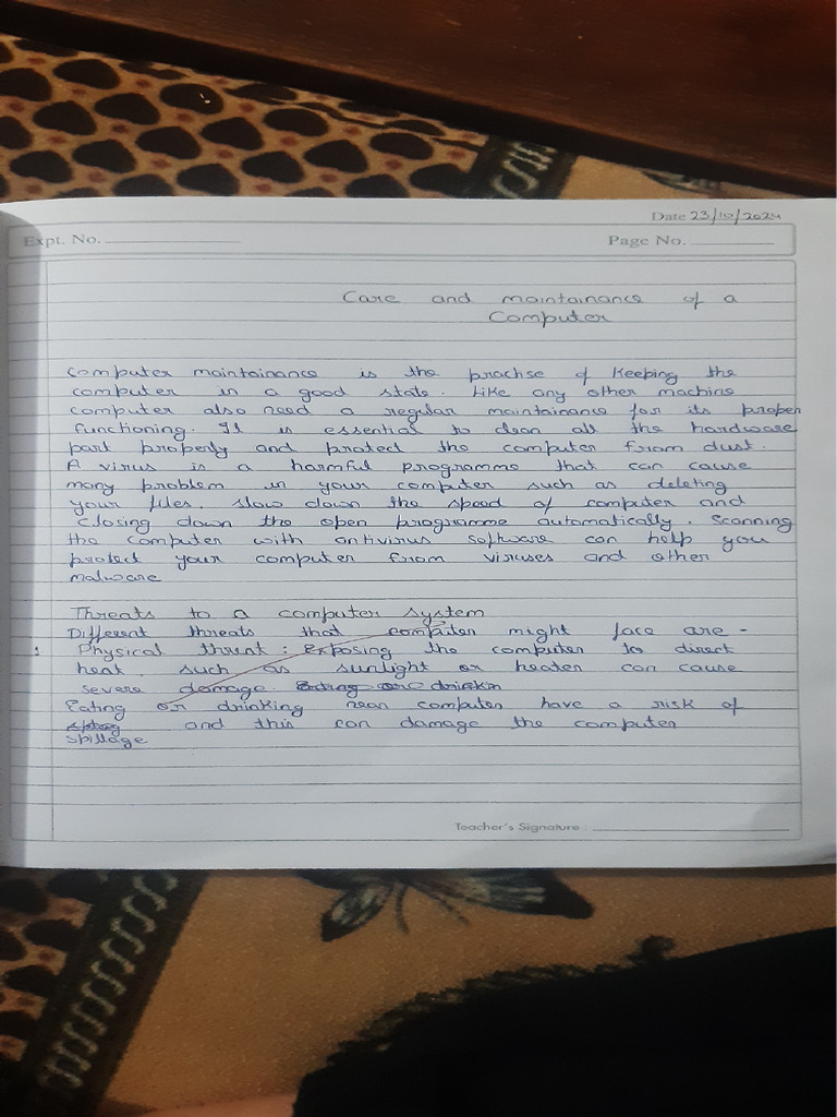 Computer Chapter 7 Care and Maintainance of A Computer | PDF