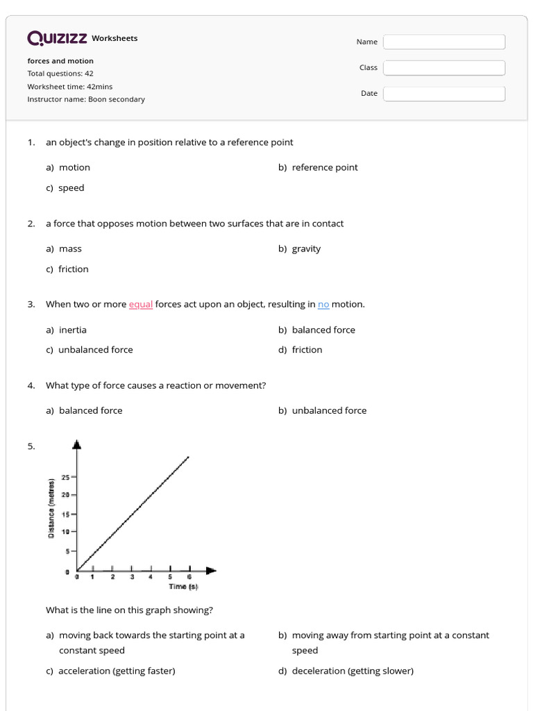 Quizizz - forces and motion | PDF | Force | Acceleration