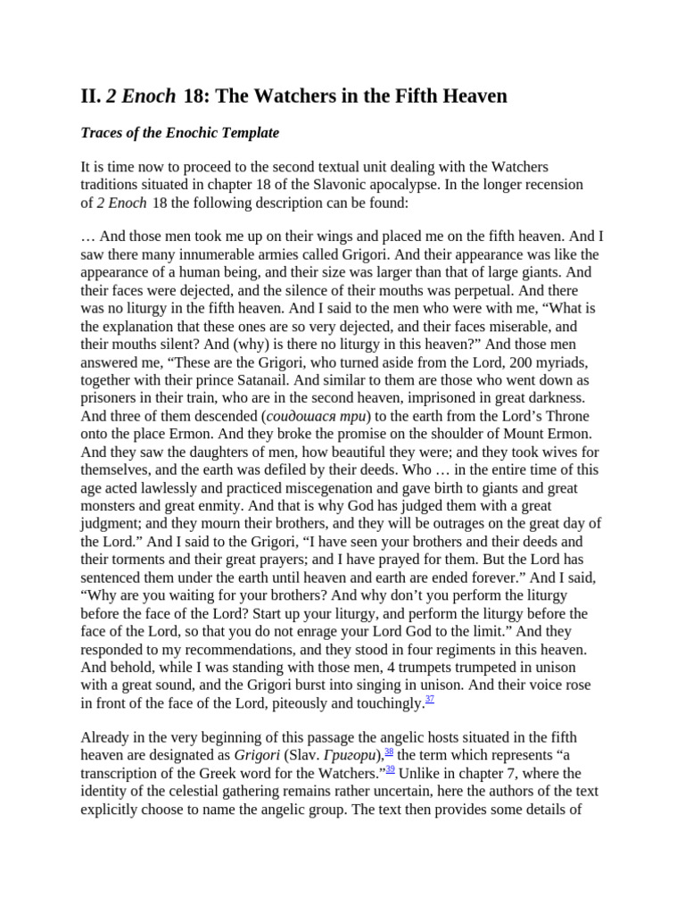 Grigori Watchers in 2 Enoch 18 | PDF | Watcher (Angel) | Religious ...