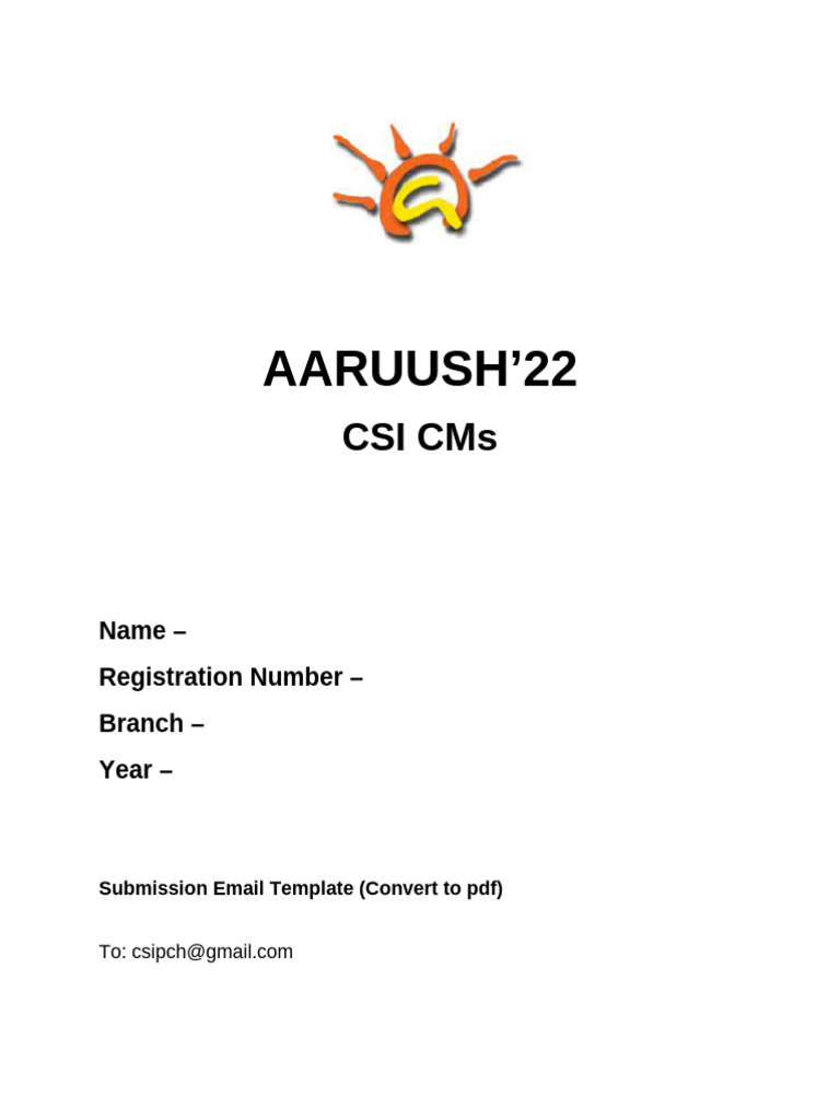Aaruush'22 CSI CM Application Guide | PDF
