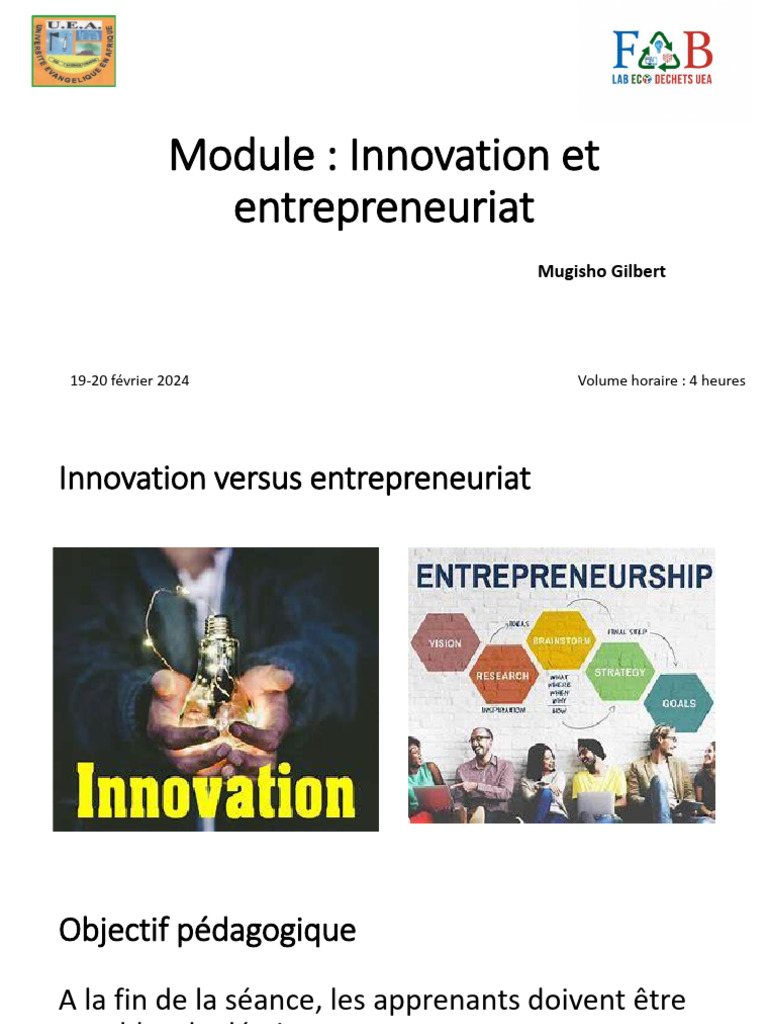 Innovation et entrepreneuriat : enjeux et solutions | PDF ...