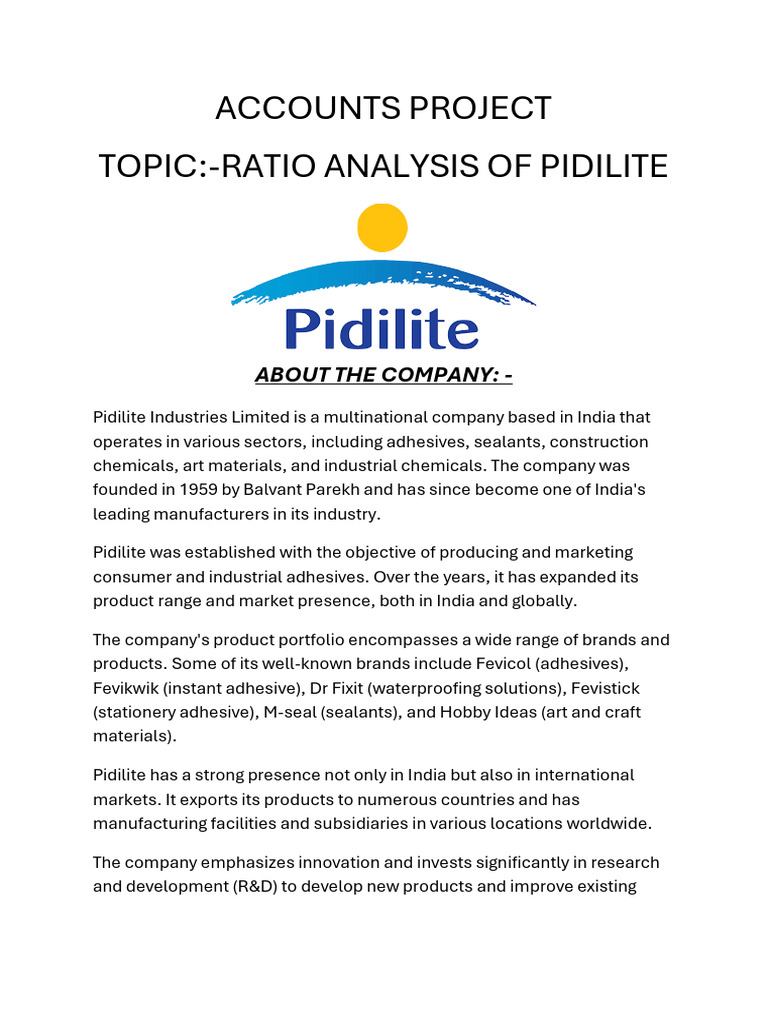 Ratio Analysis of Pidilite | PDF | Innovation | Stock Exchange