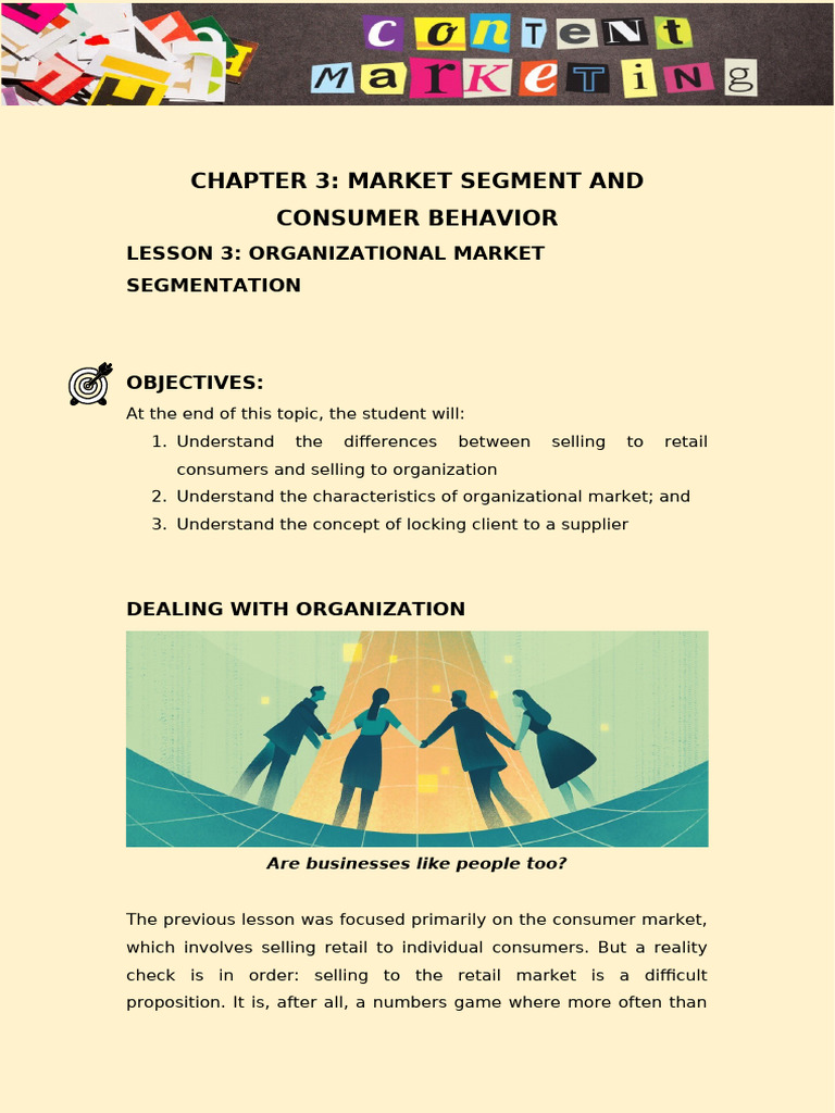 Chapter 3 Lesson 3 (Market Segment and Consumer Behavior) | PDF ...