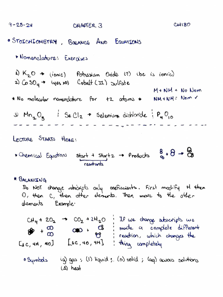 Stoichiometry and Chemical Equations Guide | PDF