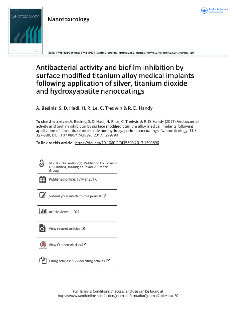 Antibacterial Activity and Biofilm Inhibition by Surface Modified ...