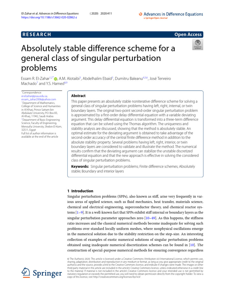 Absolutely stable difference scheme for a general class of singular perturbation problems | PDF ...