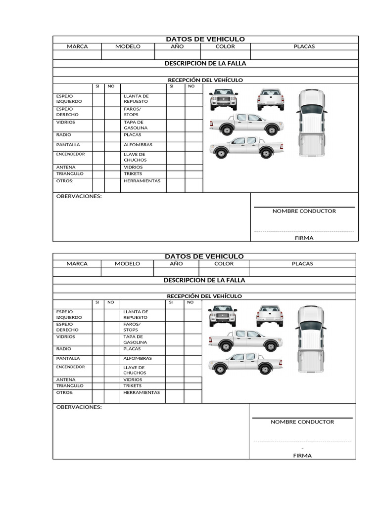 Datos de Vehiculo Recepcion | PDF | Vehículos terrestres | Vehículos ...