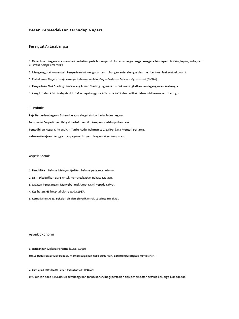 Kesan Kemerdekaan Terhadap Negara | PDF