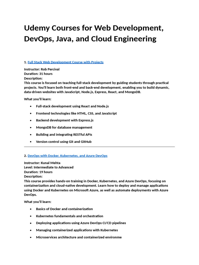 Udemy Courses For Web Development | PDF | Cloud Computing | Web Development