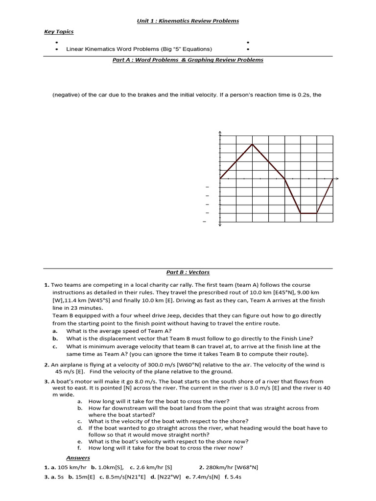 Kinematics Review: Word Problems & Vectors | PDF | Acceleration ...