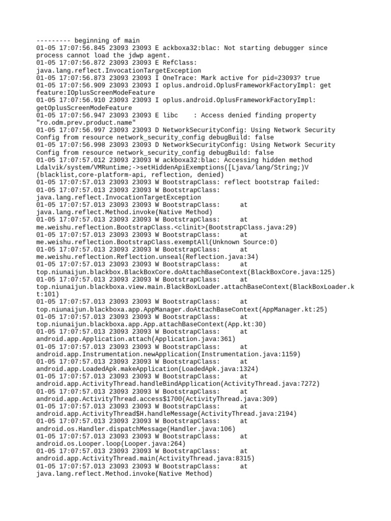 Top - Niunaijun.blackboxa32 Logcat | PDF | Java (Programming Language) | System Software