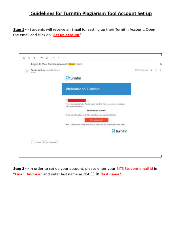 Turnitin Account Setup for BITS Students | PDF | Login | Password