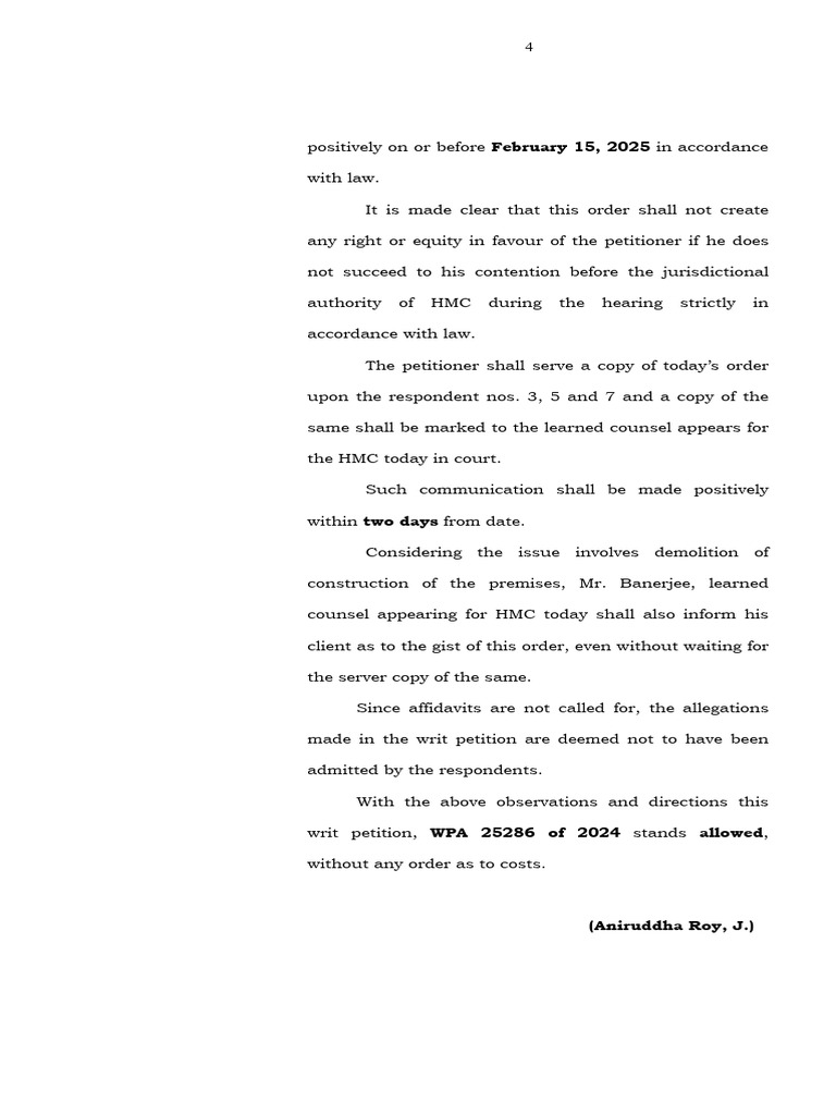Writ Petition Ruling on HMC Demolition Case | PDF
