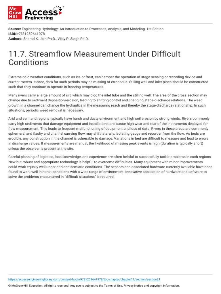 Streamflow Measurement Under Difficult Conditions | PDF | Erosion | River