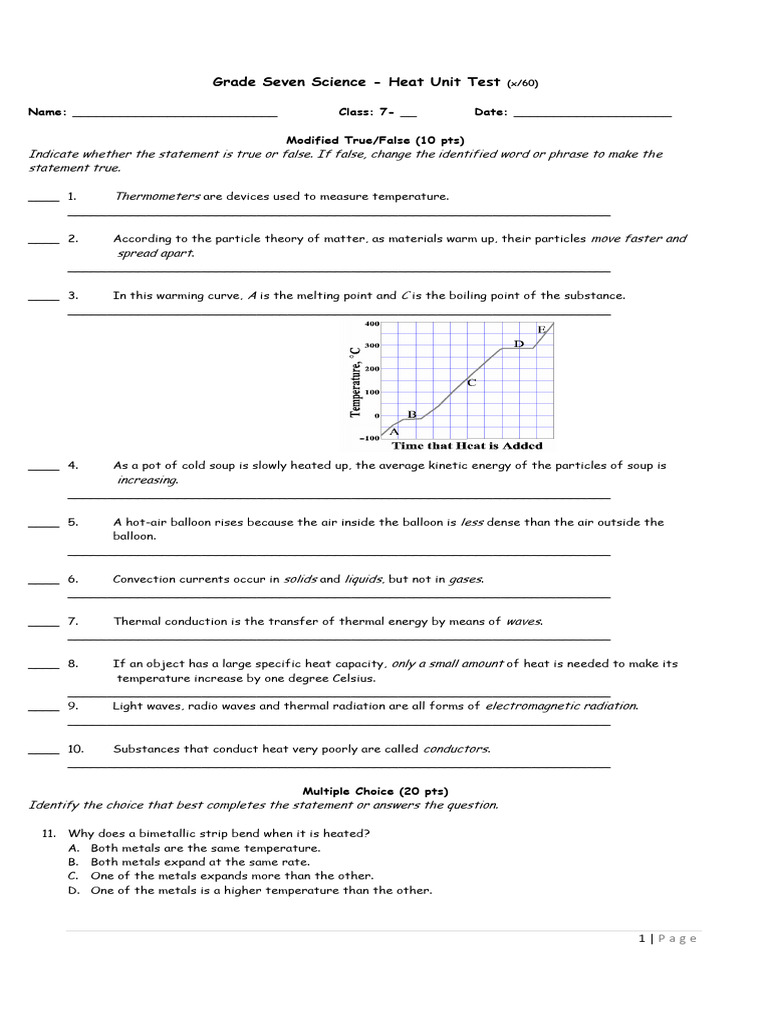 Heat Unit Test Sample | PDF | Heat Transfer | Temperature