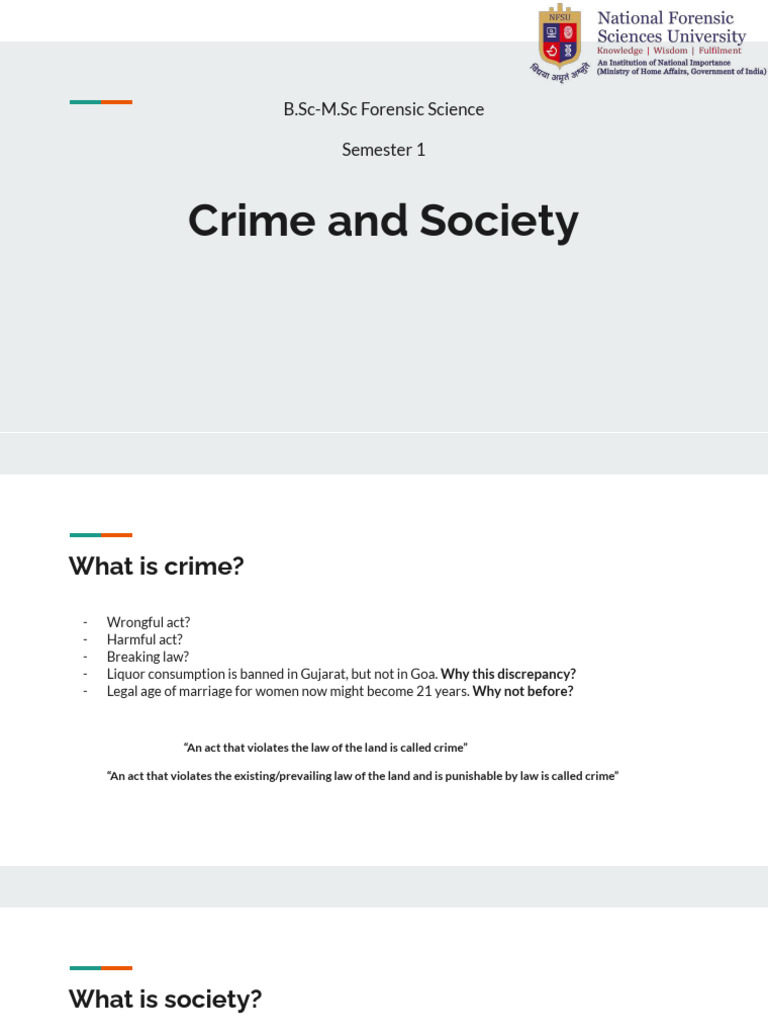 Crime - Society Merged PDF Semester-1 | PDF | Crimes | Crime & Violence