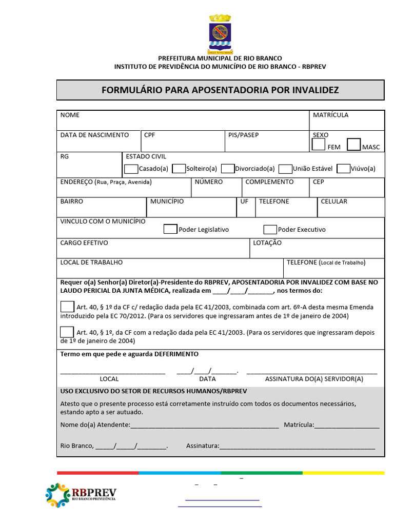 Formulario para Aposentadoria Por Invalidez | PDF