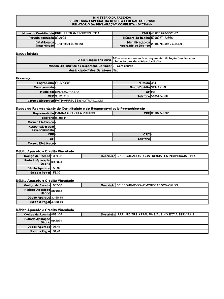 Declaração DCTFWEB | PDF