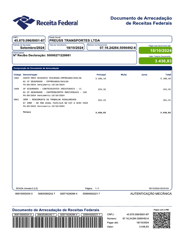 Guia Darf Inss-Irrf | PDF