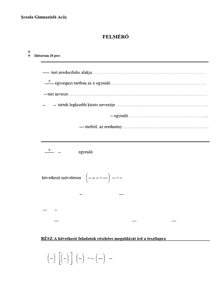 Test Fractii Ordinare | PDF