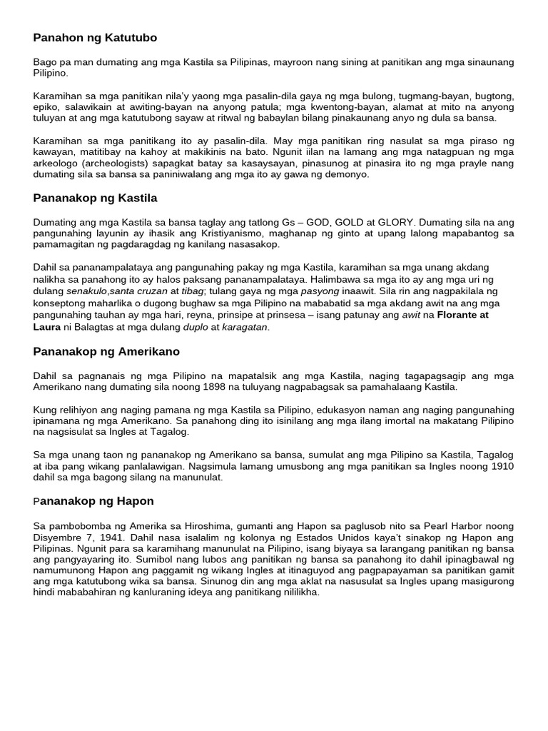 Panahon NG Katutubo | PDF