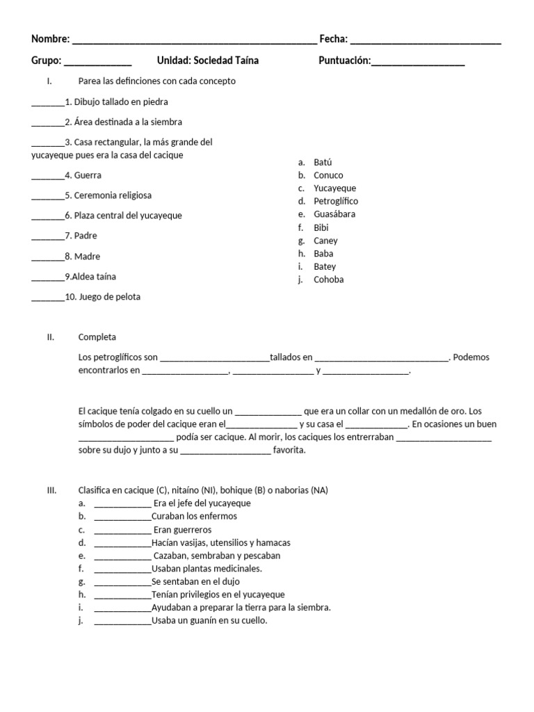 Examen Sociedad Taina | PDF | Puerto Rico | Colonización europea de las ...