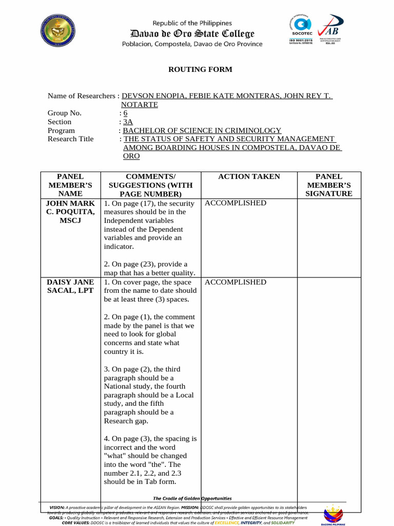 Mopita Routing Form Final | PDF | Psychology | Cognition