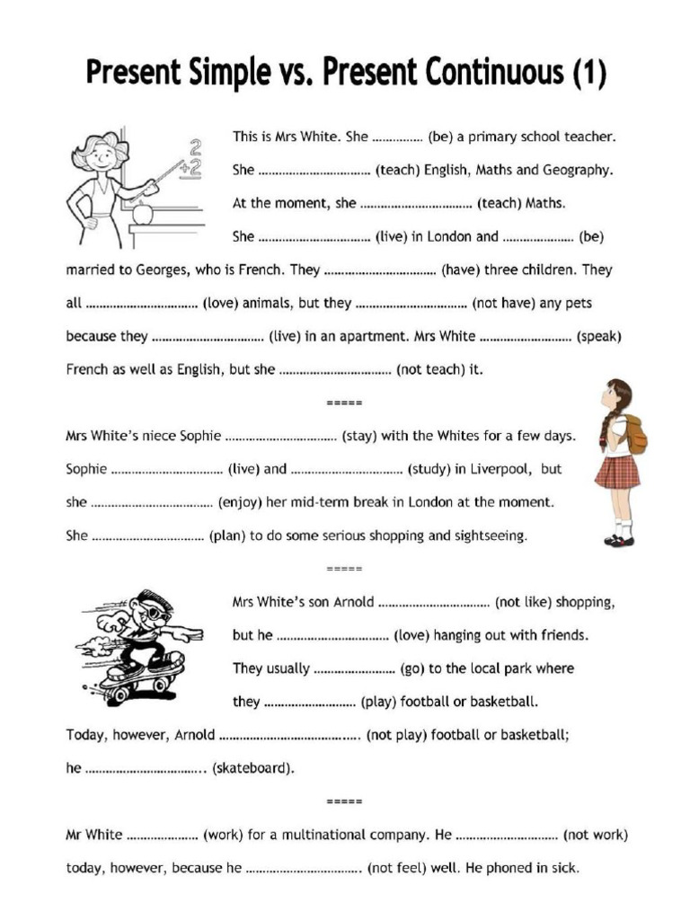 Worksheet Simple Present Vrs Present Progressive | PDF