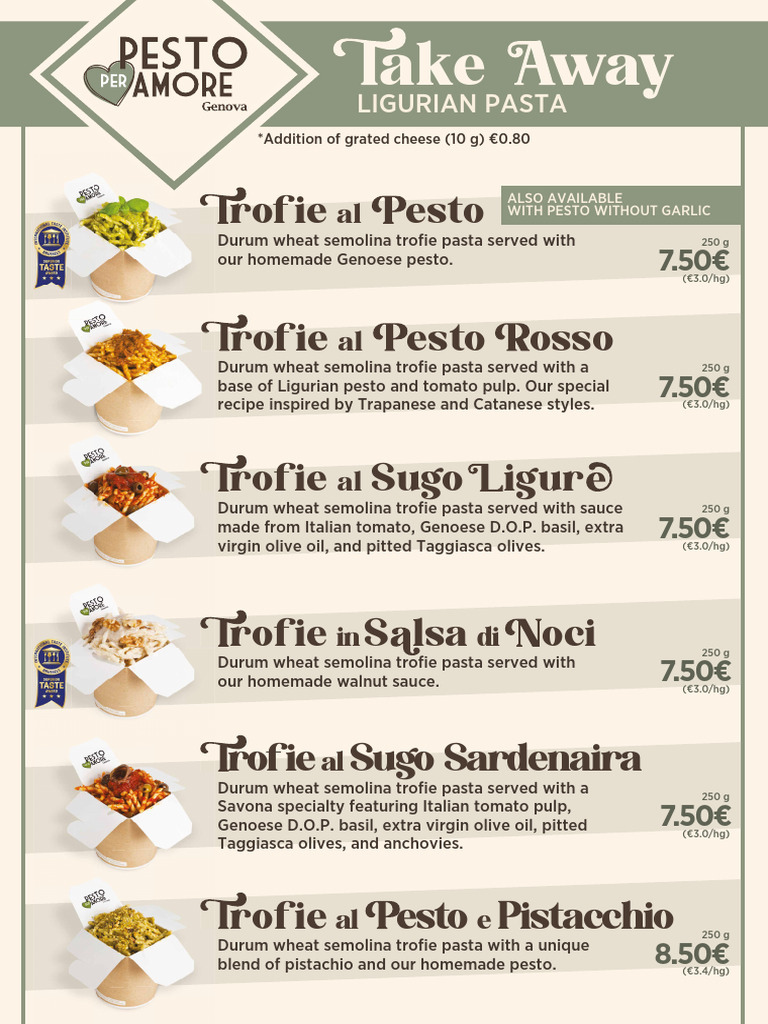 Ligurian Pasta Dishes and Sauces Menu | PDF | Pesto | Foods