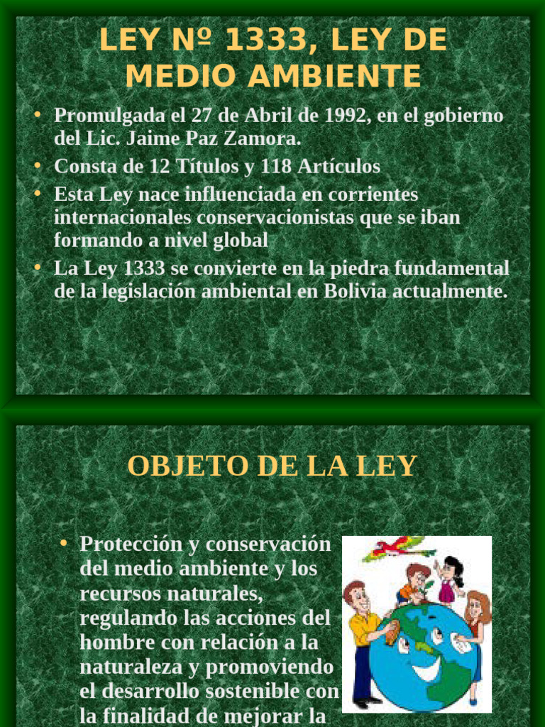 Unidad 4 Presentacion Gestion Ley Ambiental 1333 en Bolivia Si | PDF ...