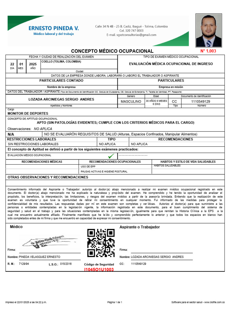 Lozada Arciniegas Sergio Andres | PDF | Documento de identidad