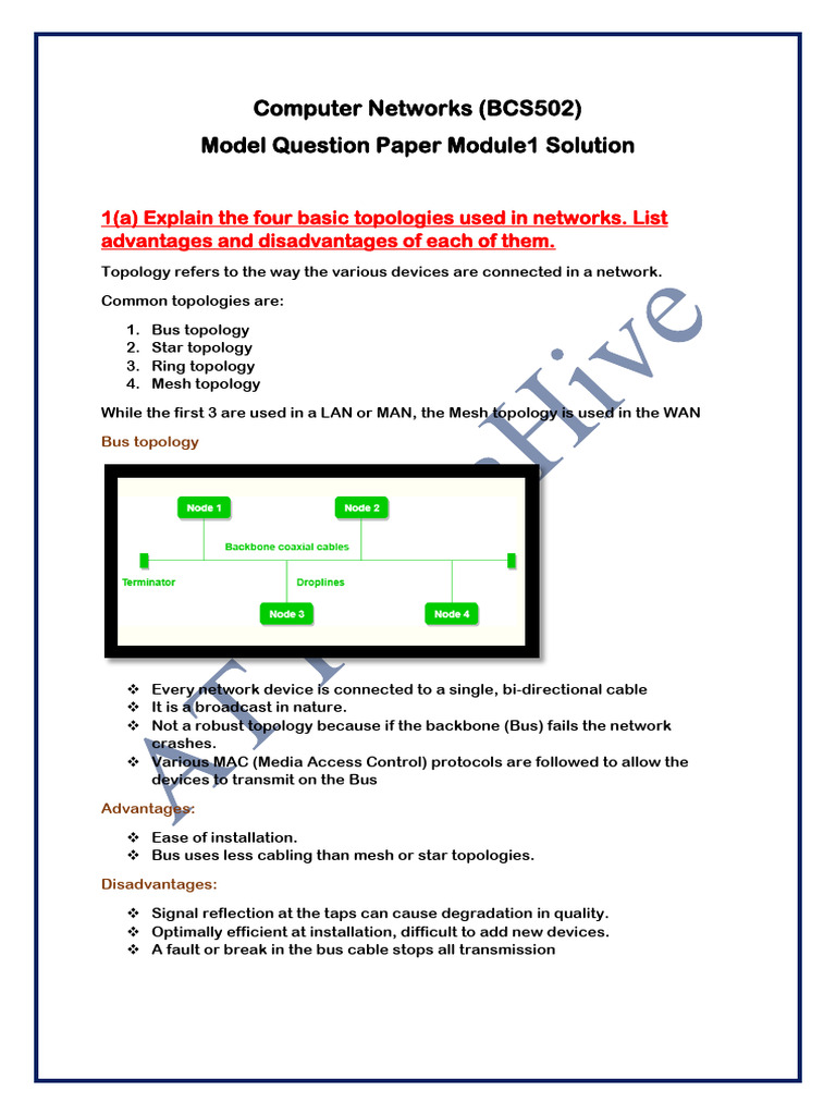 Bcs502 Final MQP Solution | PDF | Network Topology | Computer Network