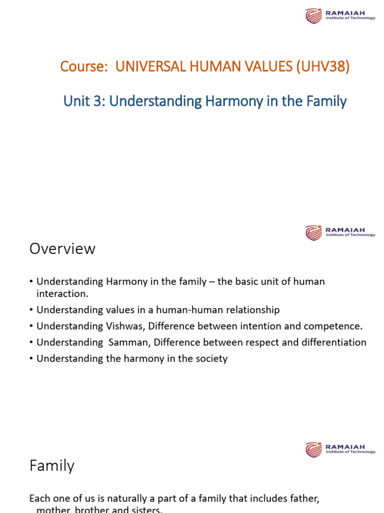 Unit3 UHV Harmony Family | PDF | Intention | Feeling