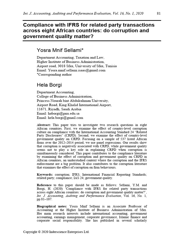 Mnif and Borgi 2020 IJAAPE | PDF | Corruption | Governance