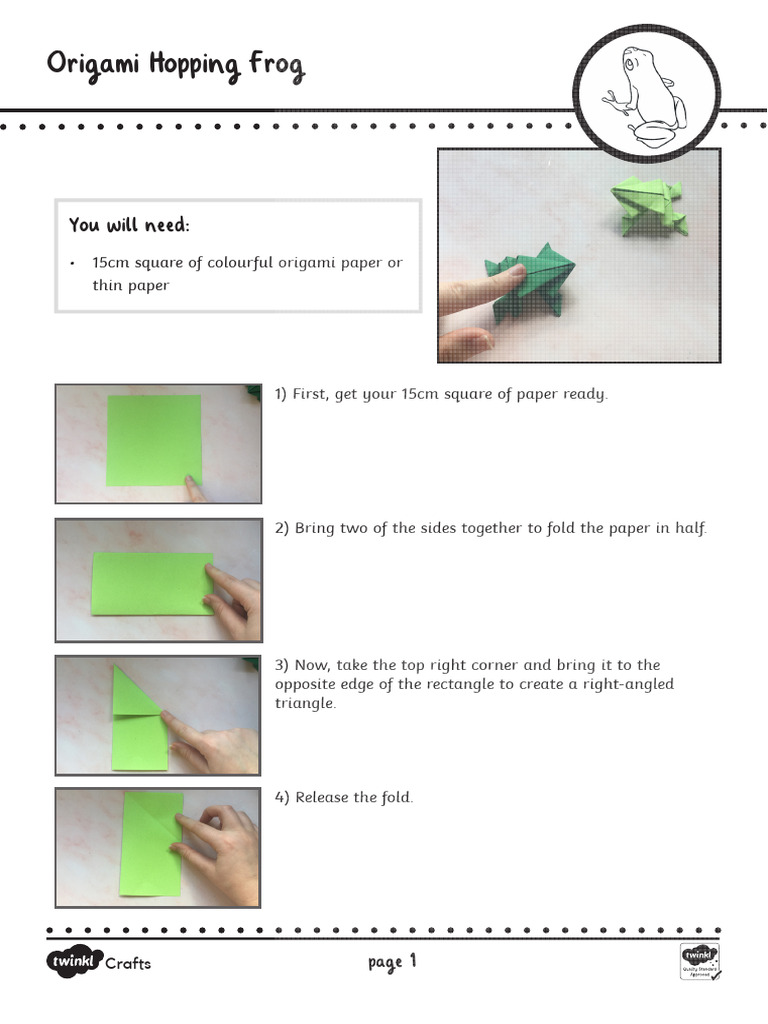 Origami Hopping Frog Instructions | PDF | Rectangle | Triangle