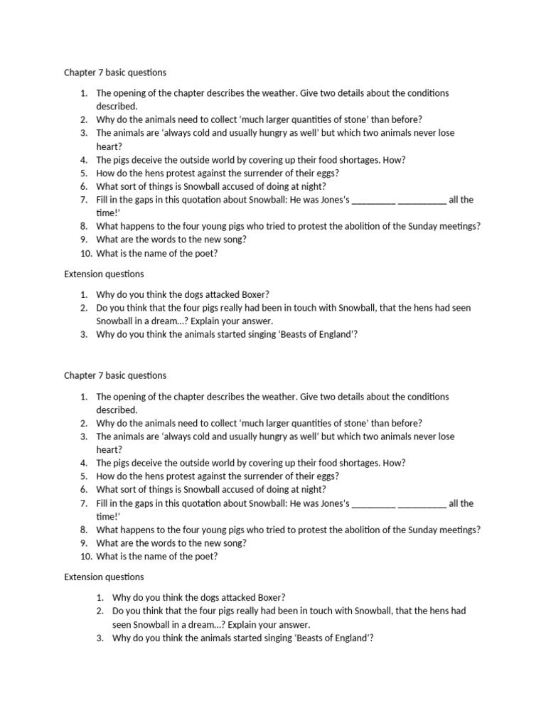 Chapter 7 Study Questions and Analysis | PDF