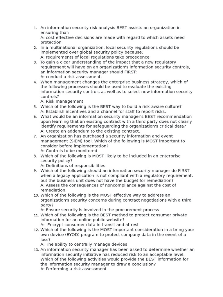 Cism Qa | PDF | Information Security | Computer Security