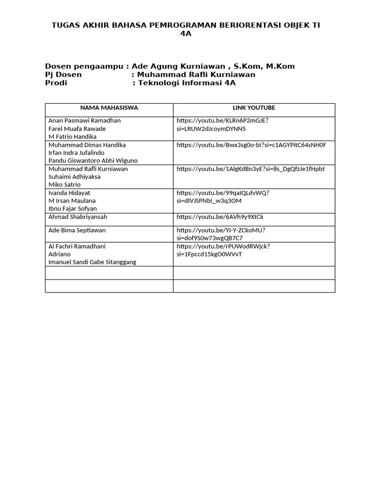 Tugas Akhir Pbo Ti 4a | PDF